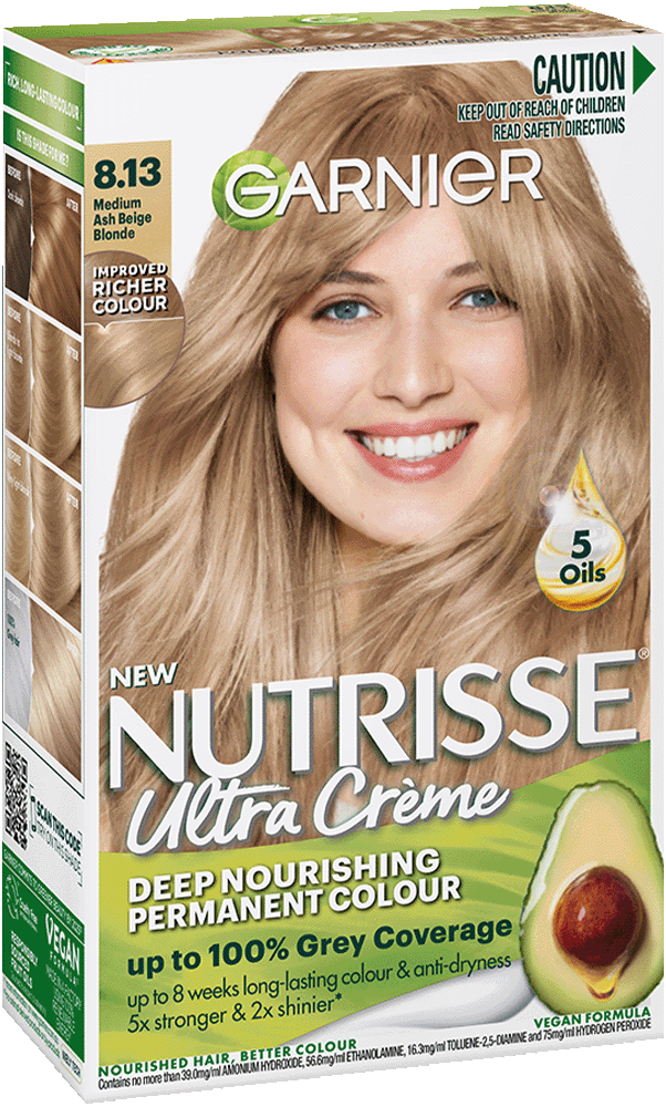 Nutrisse Hair Colour - 8.13 Medium Ash Blonde Hair Dye | Garnier