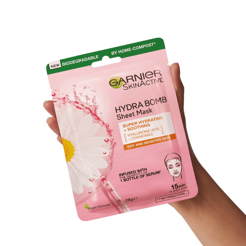Shop Garnier Hydra Bomb Hyaluronic Acid + Chamomile Sheet Mask ...
